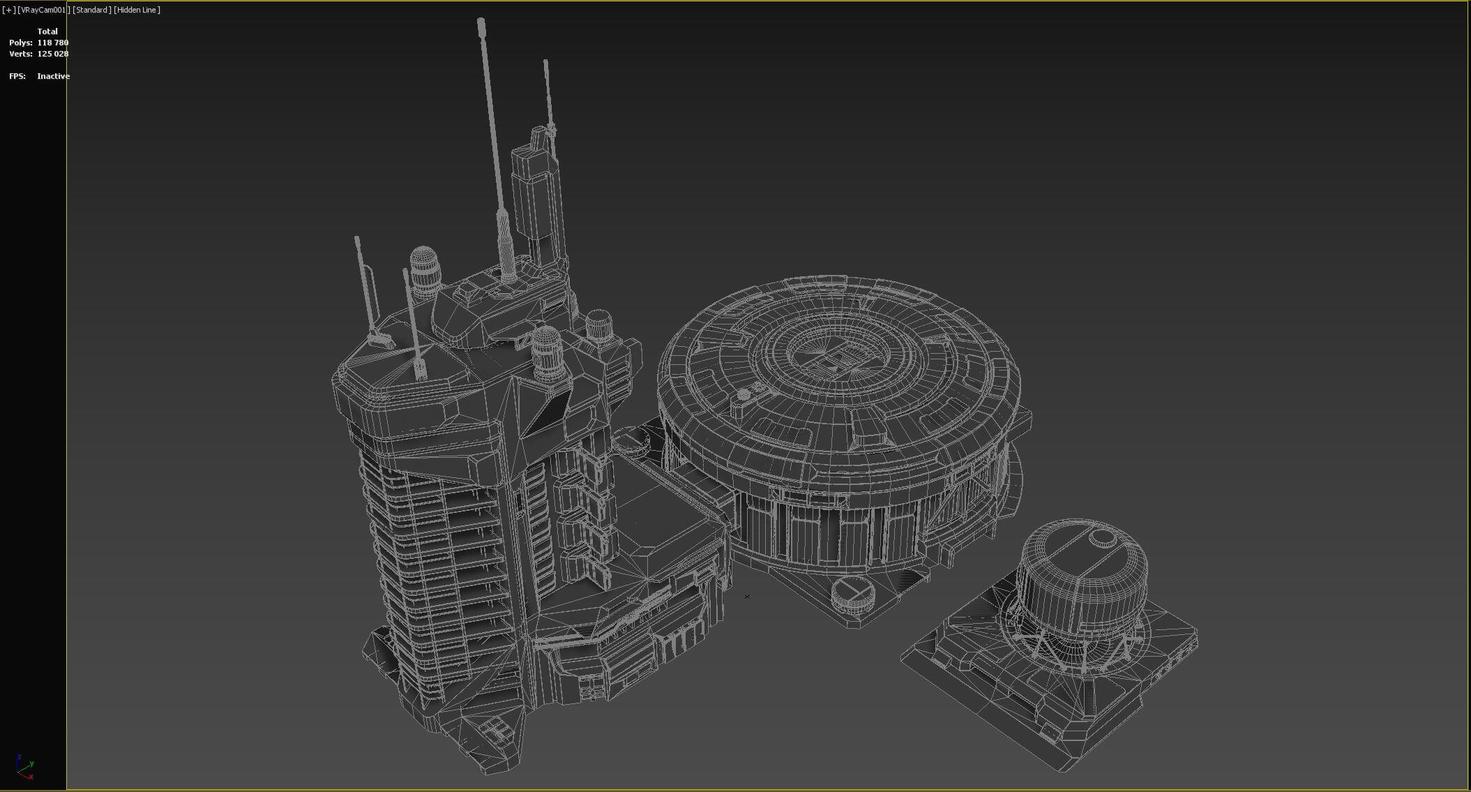 Sci-Fi Industrial Complex 3D Model by 3dmode