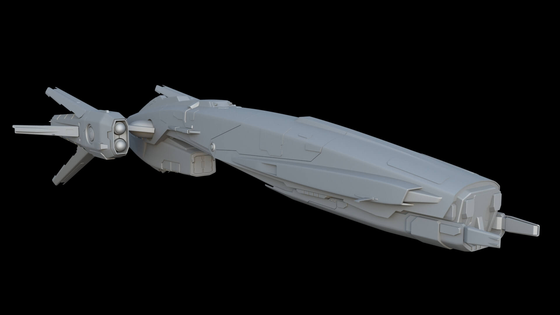 Sci-Fi Space Frigate 3D Model by 3dmode