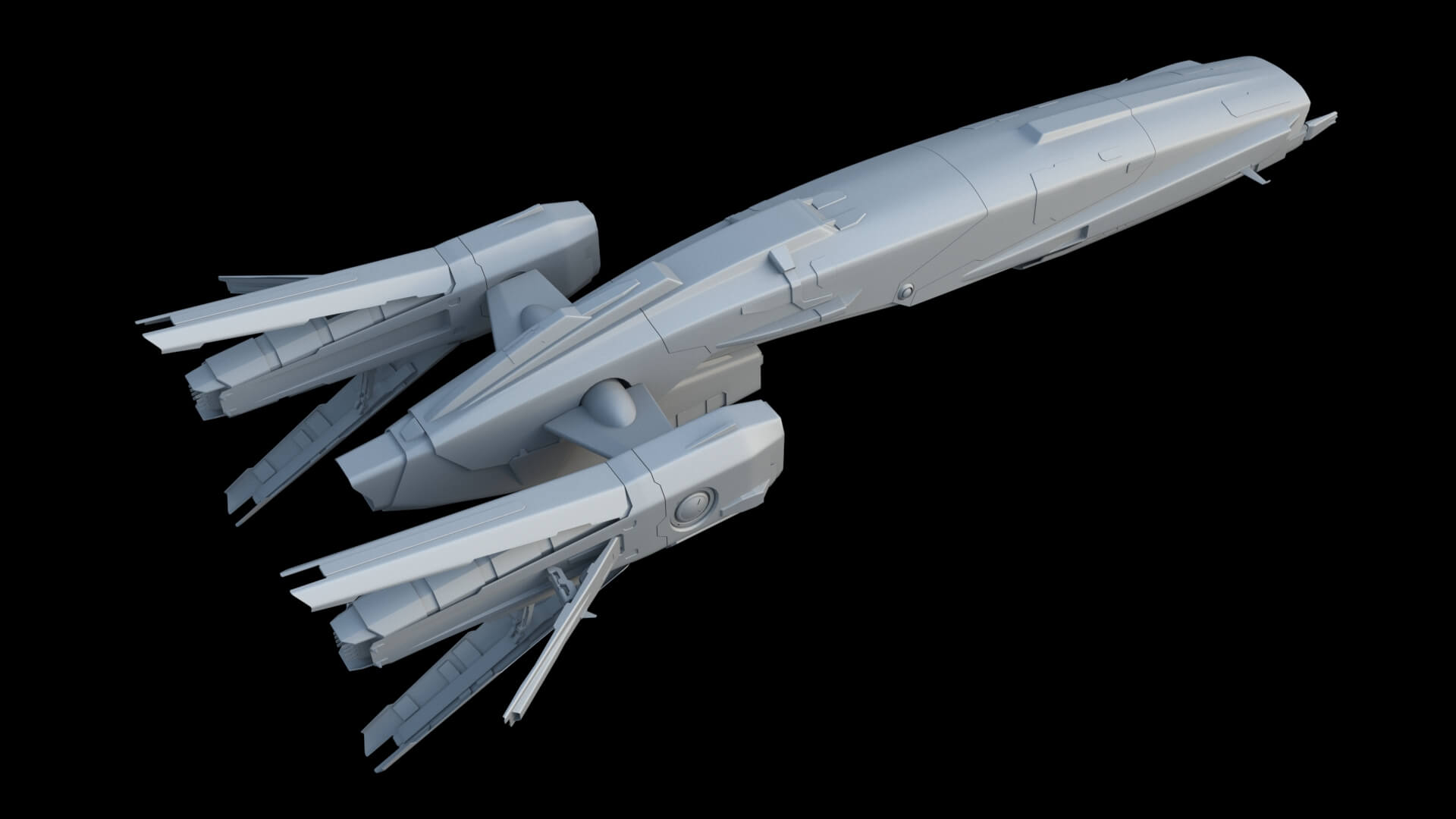 Sci-Fi Space Frigate 3D Model by 3dmode