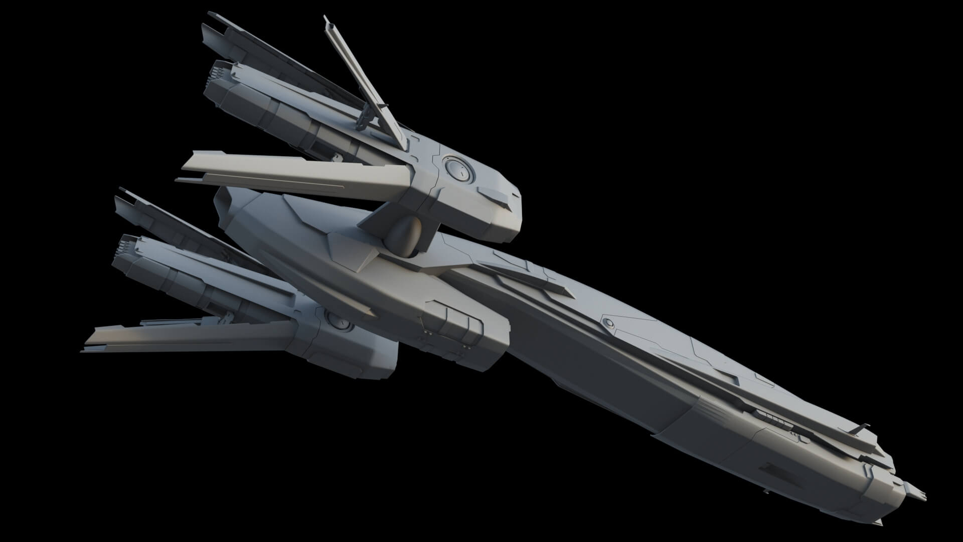 Sci-Fi Space Frigate 3D Model by 3dmode