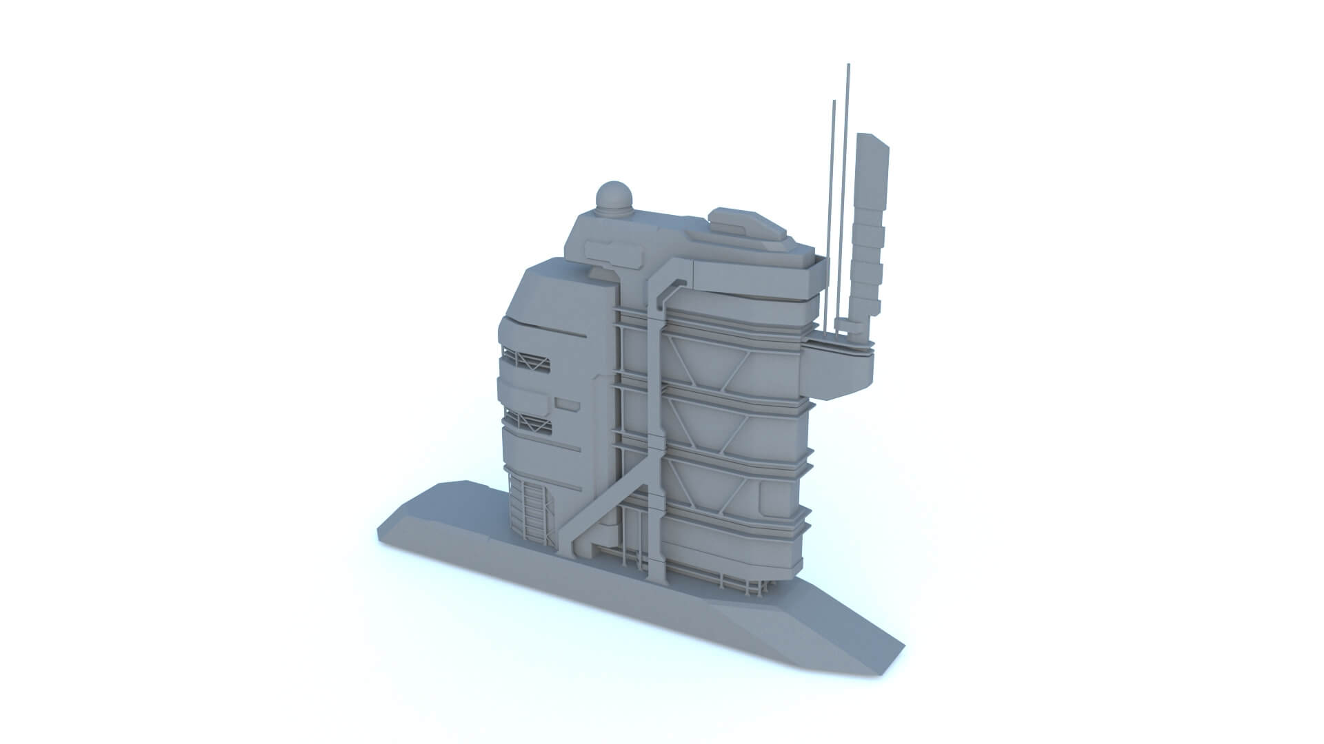 Sci-Fi Structures Kitbash 3D Model by 3dmode