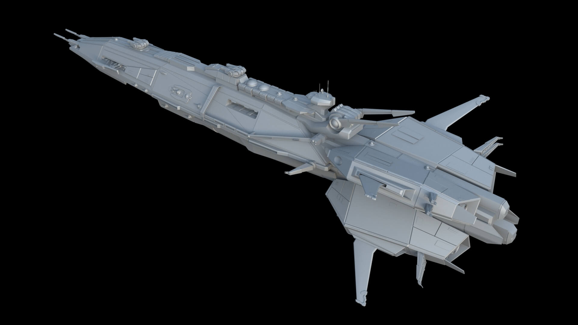 Sci-Fi Three Spaceships 3D Model by 3dmode
