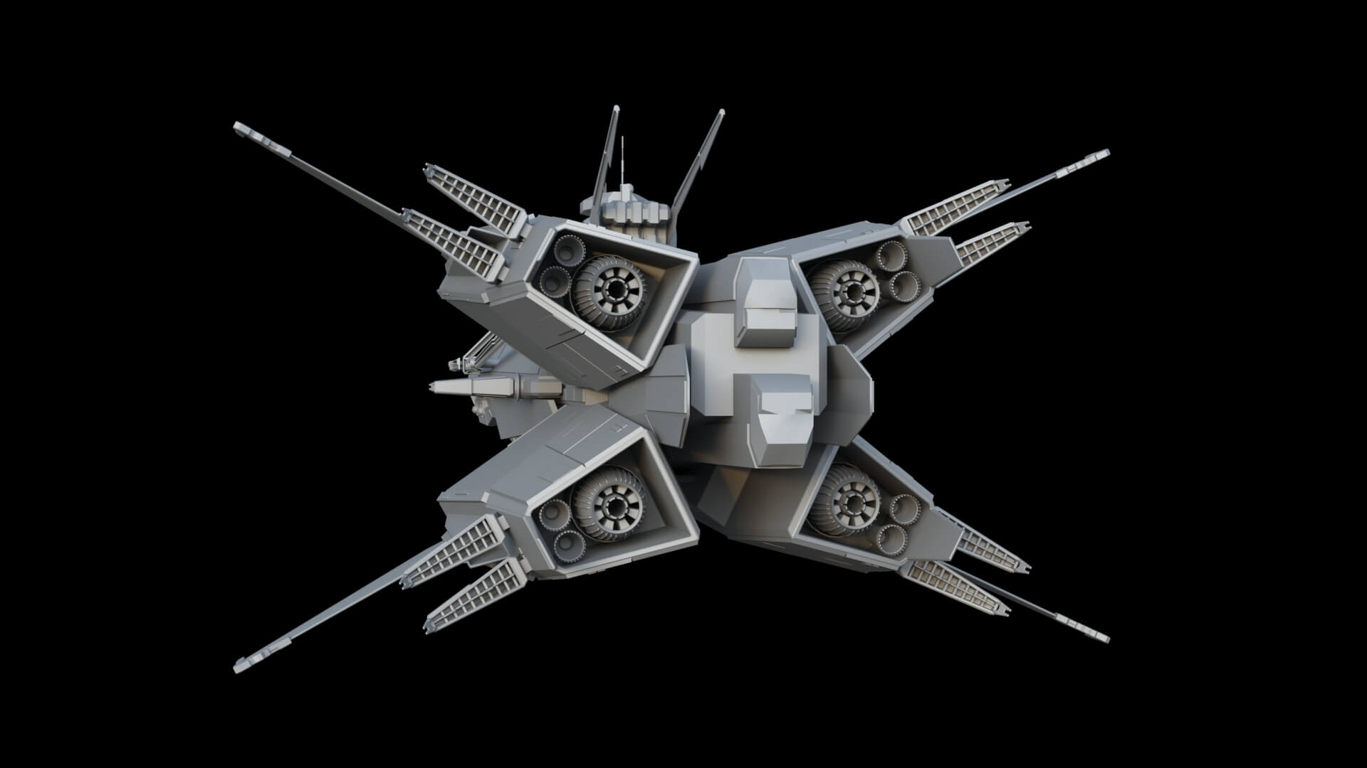 Sci-Fi Three Spaceships 3D Model by 3dmode