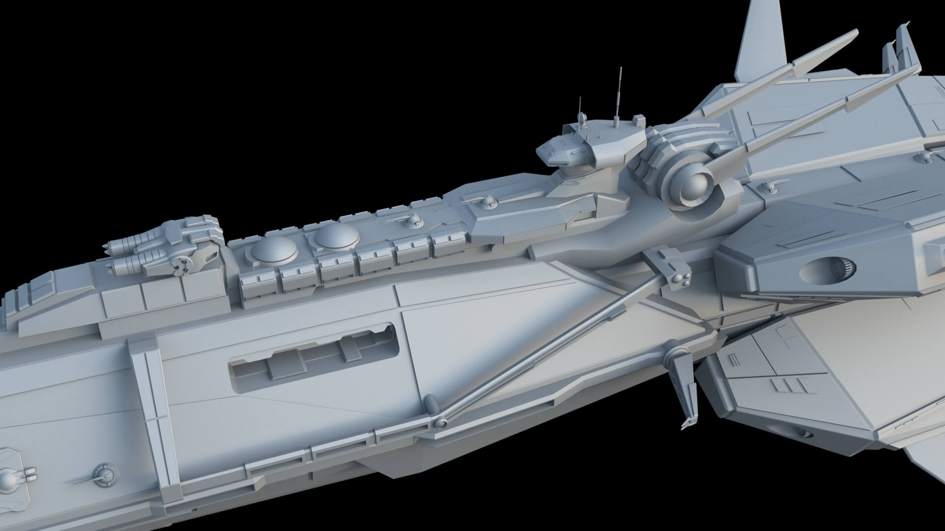 Sci-Fi Three Spaceships 3D Model by 3dmode