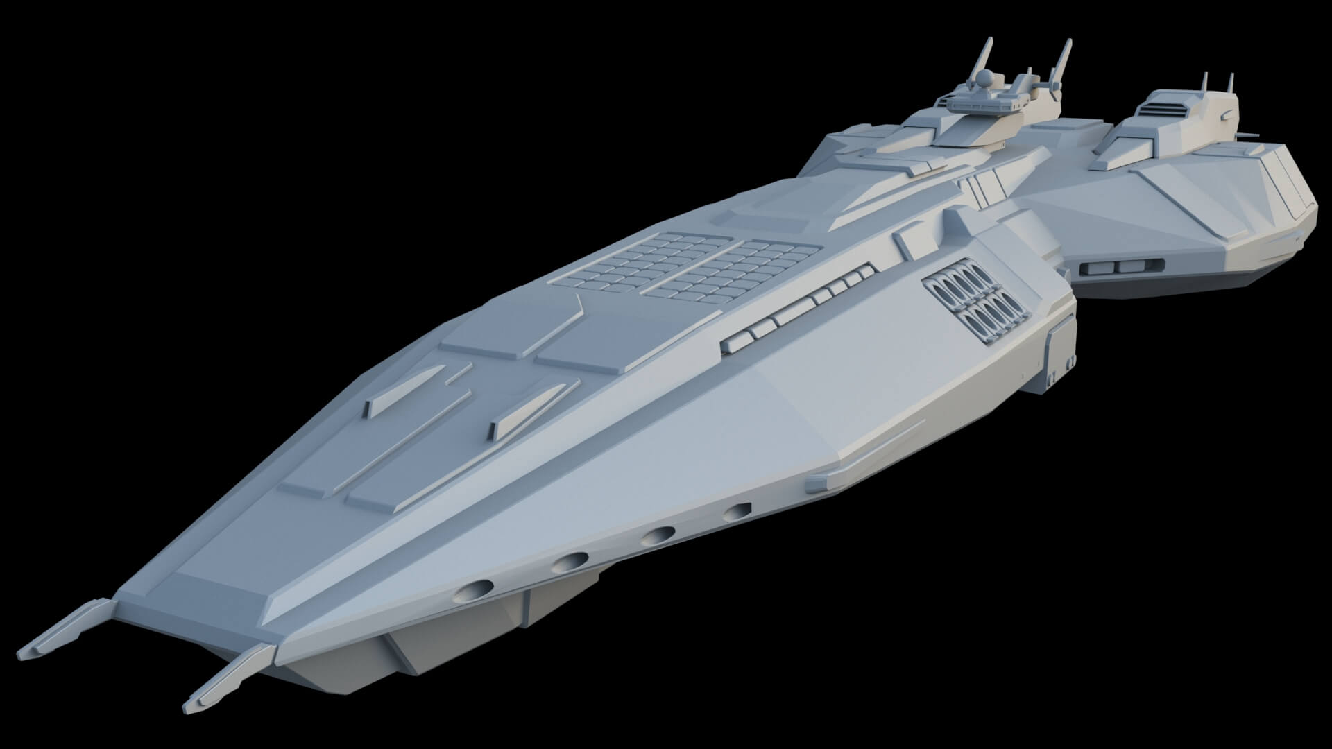 Sci-Fi Three Spaceships 3D Model by 3dmode
