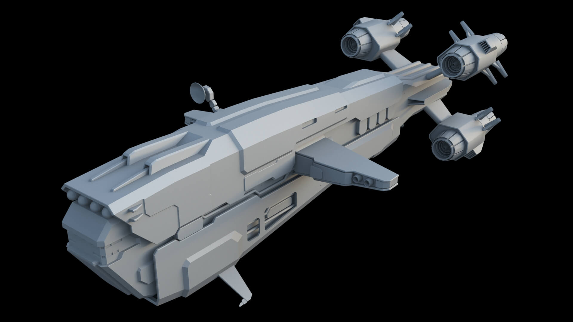 Sci-Fi Three Spaceships 3D Model by 3dmode