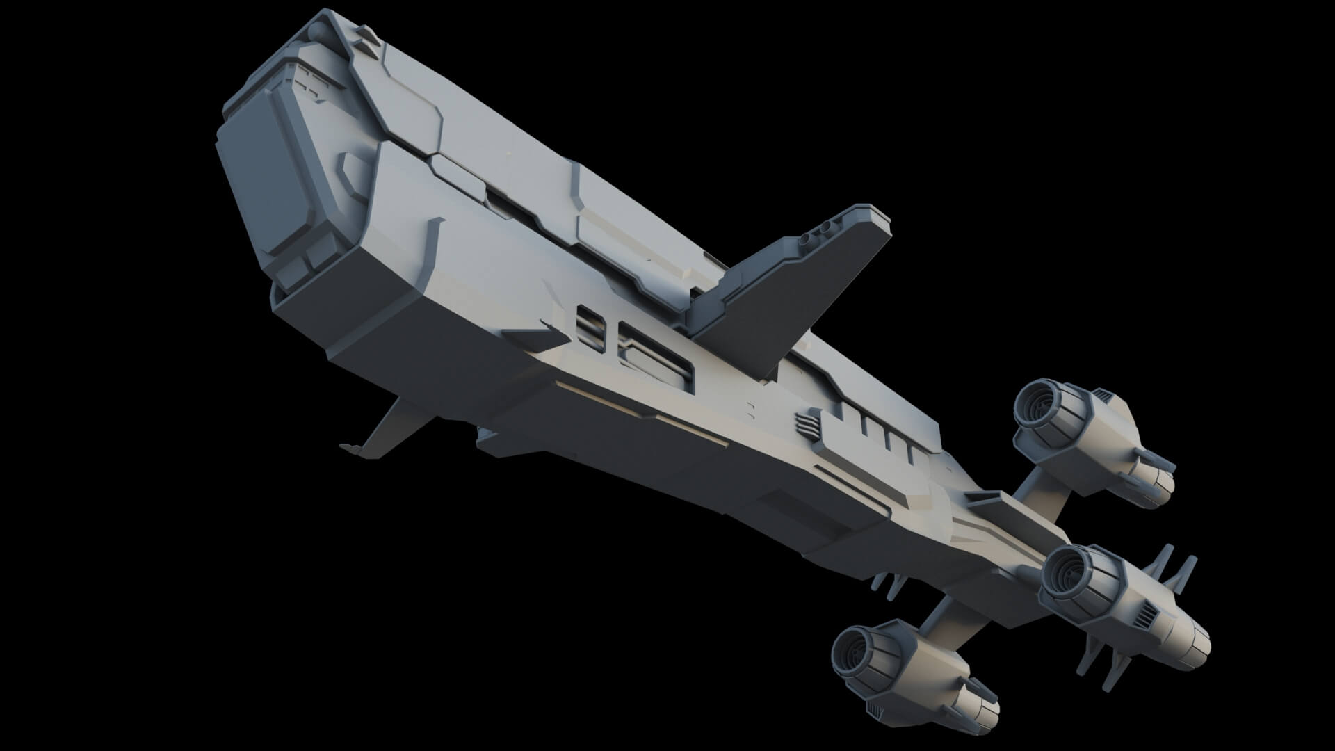 Sci-Fi Three Spaceships 3D Model by 3dmode