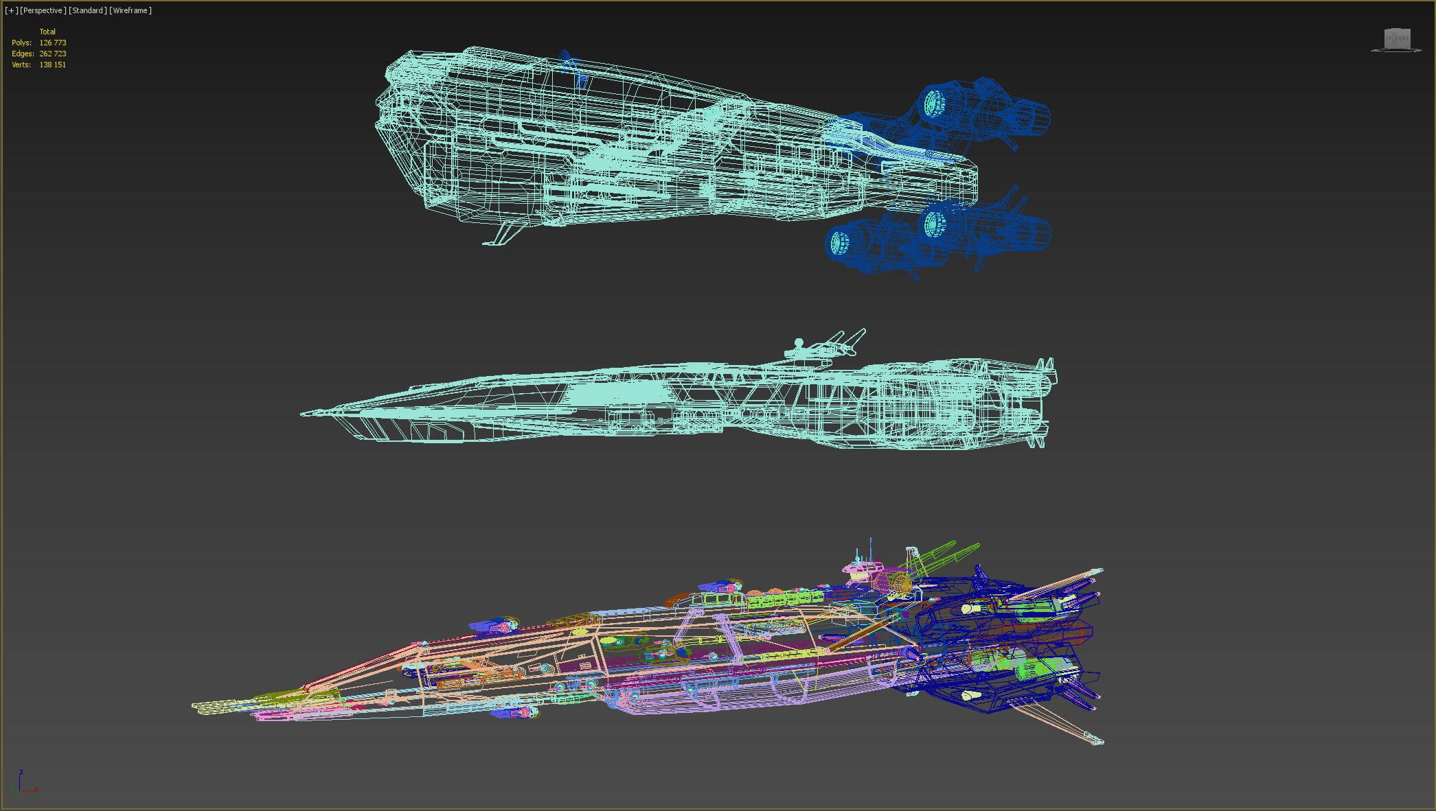 Sci-Fi Three Spaceships 3D Model by 3dmode