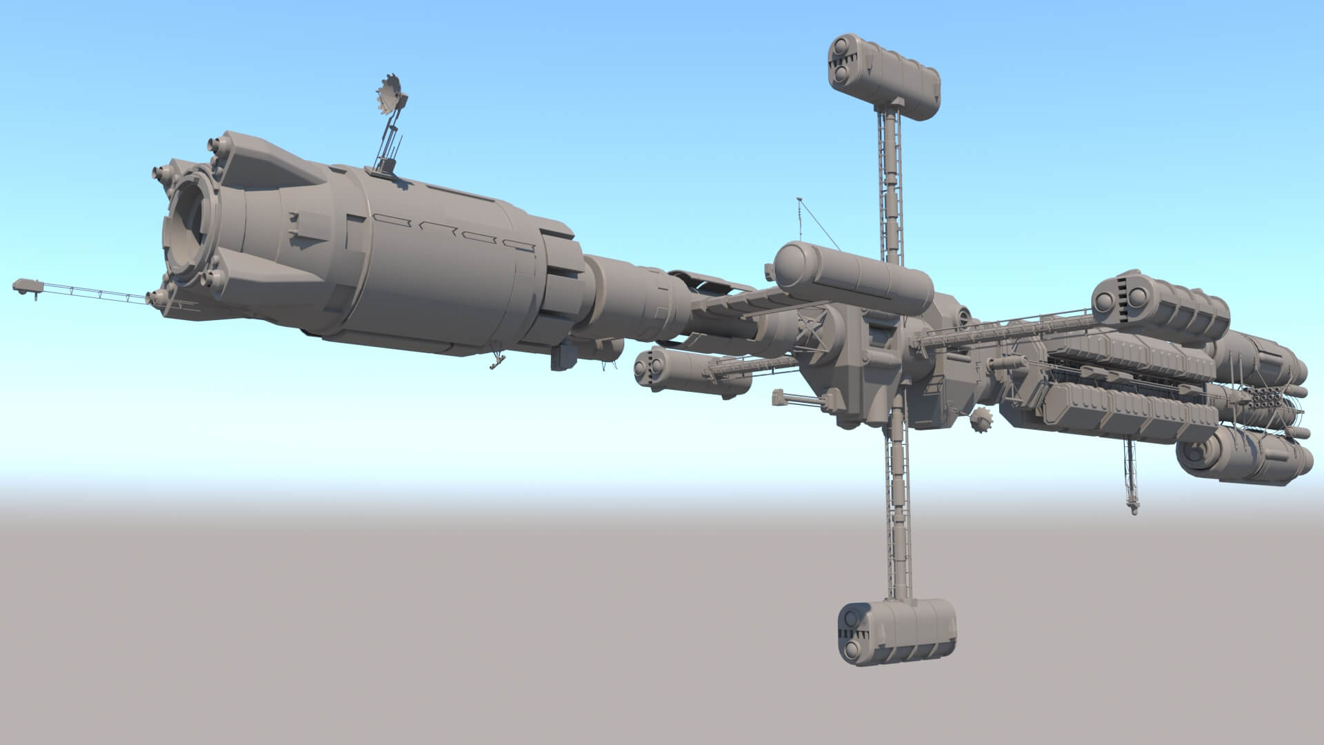 Sci-Fi Two Scientific Spaceships 3D Model by 3dmode