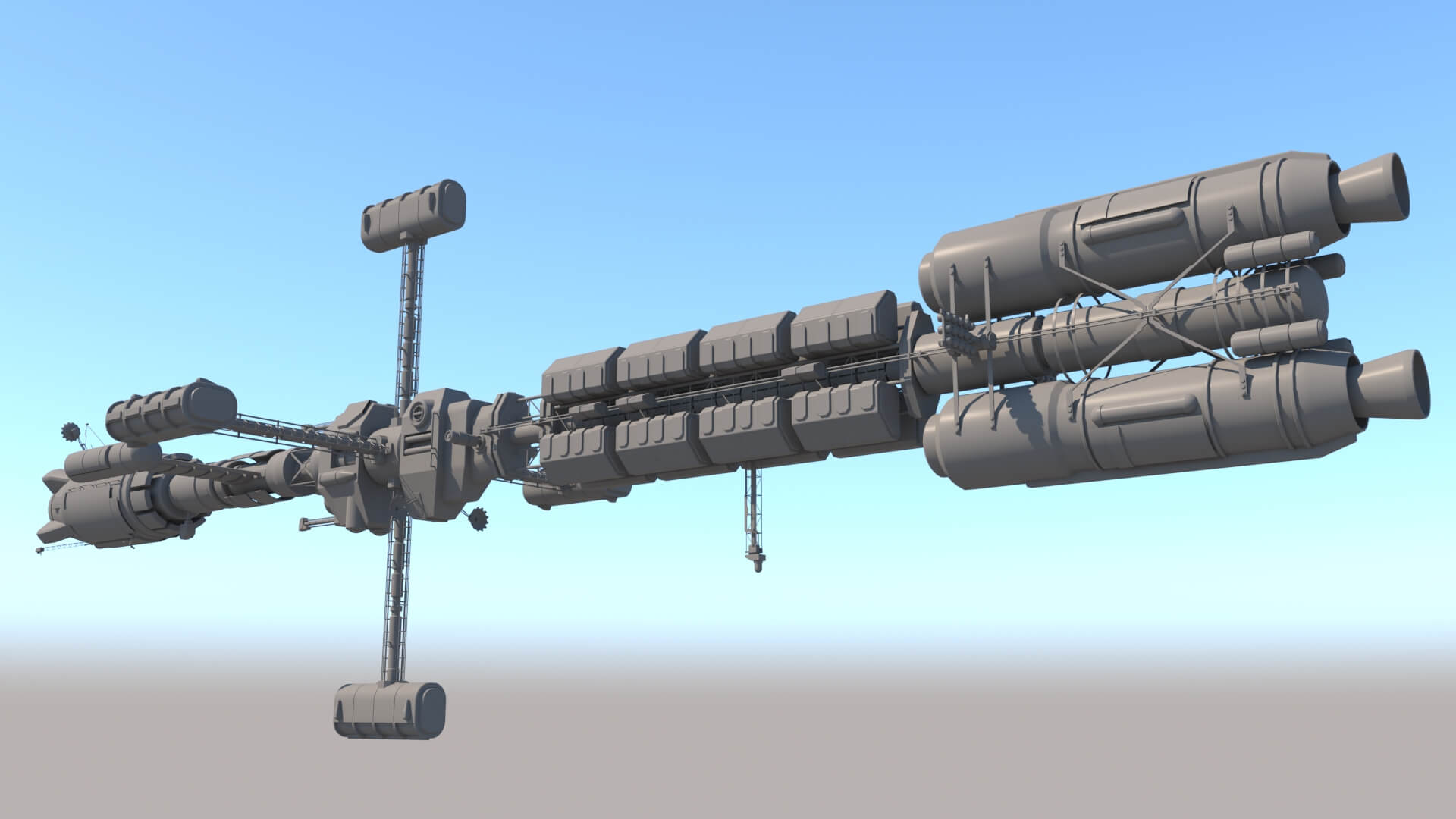 Sci-Fi Two Scientific Spaceships 3D Model by 3dmode