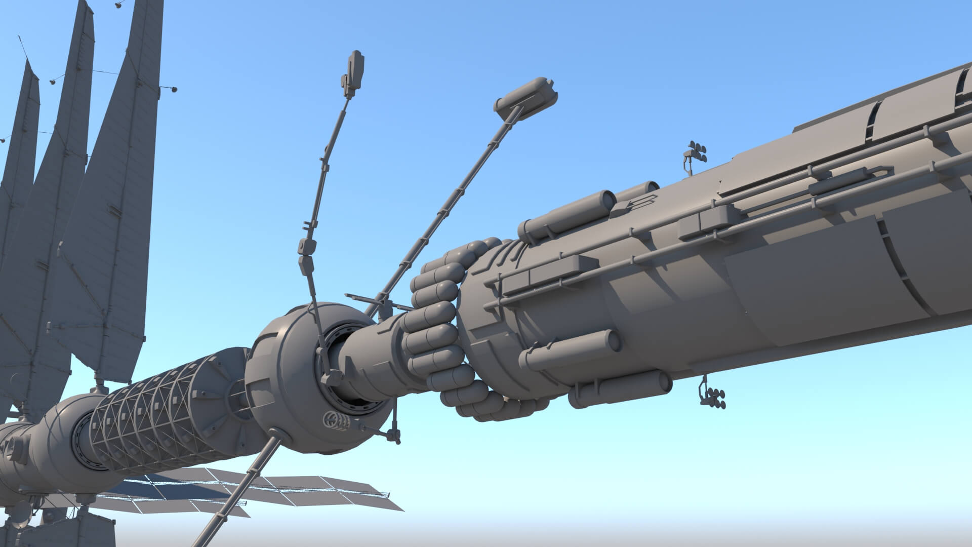 Sci-Fi Two Scientific Spaceships 3D Model by 3dmode