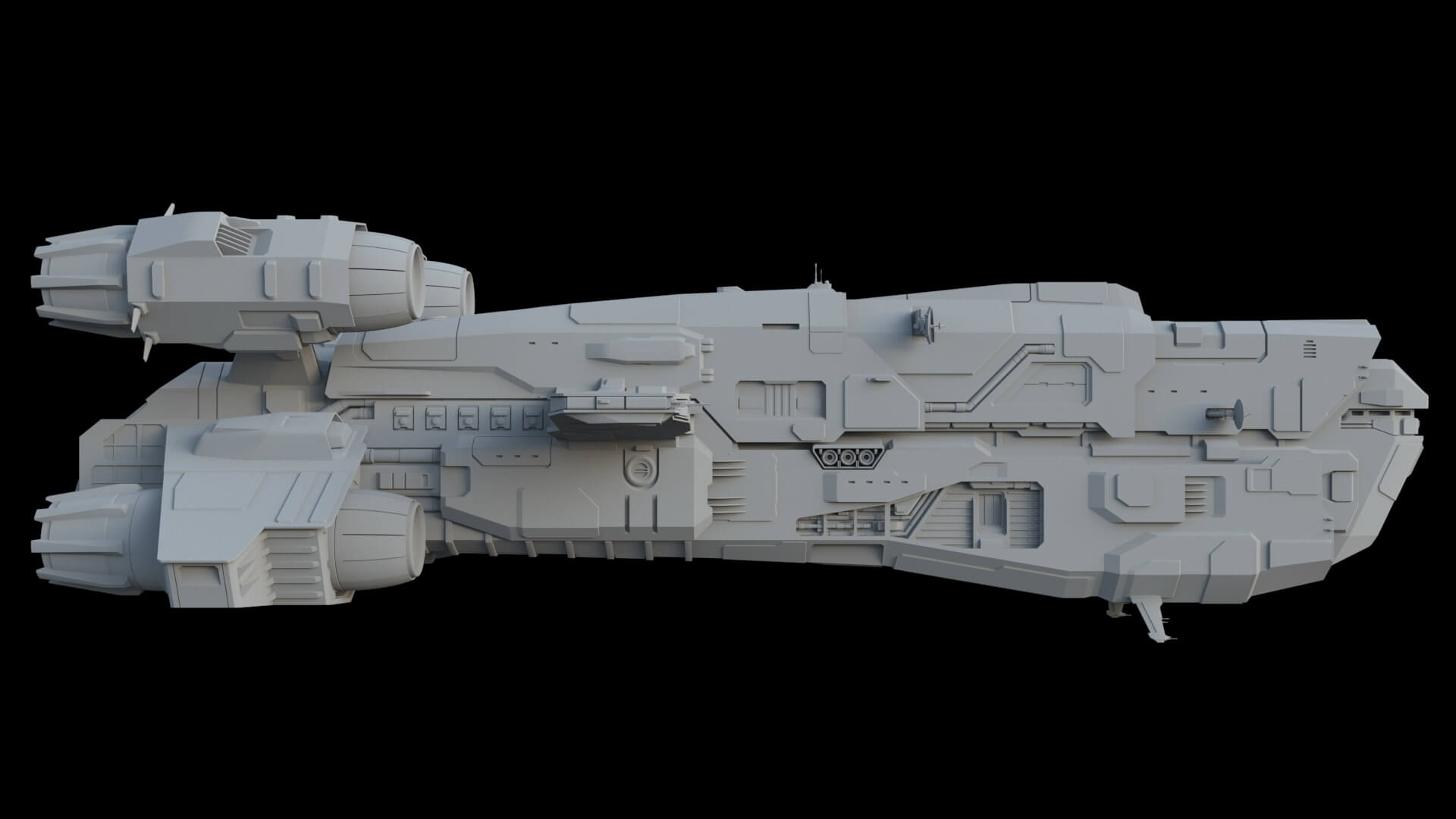 Spaceship - Sci-Fi Transport Ship 3D Model by 3dmode