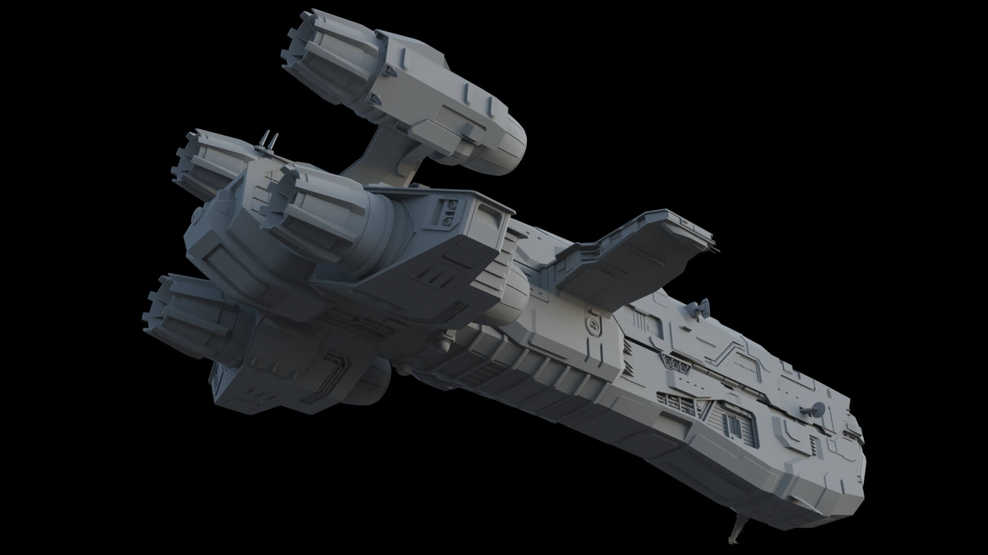 Spaceship - Sci-Fi Transport Ship 3D Model by 3dmode