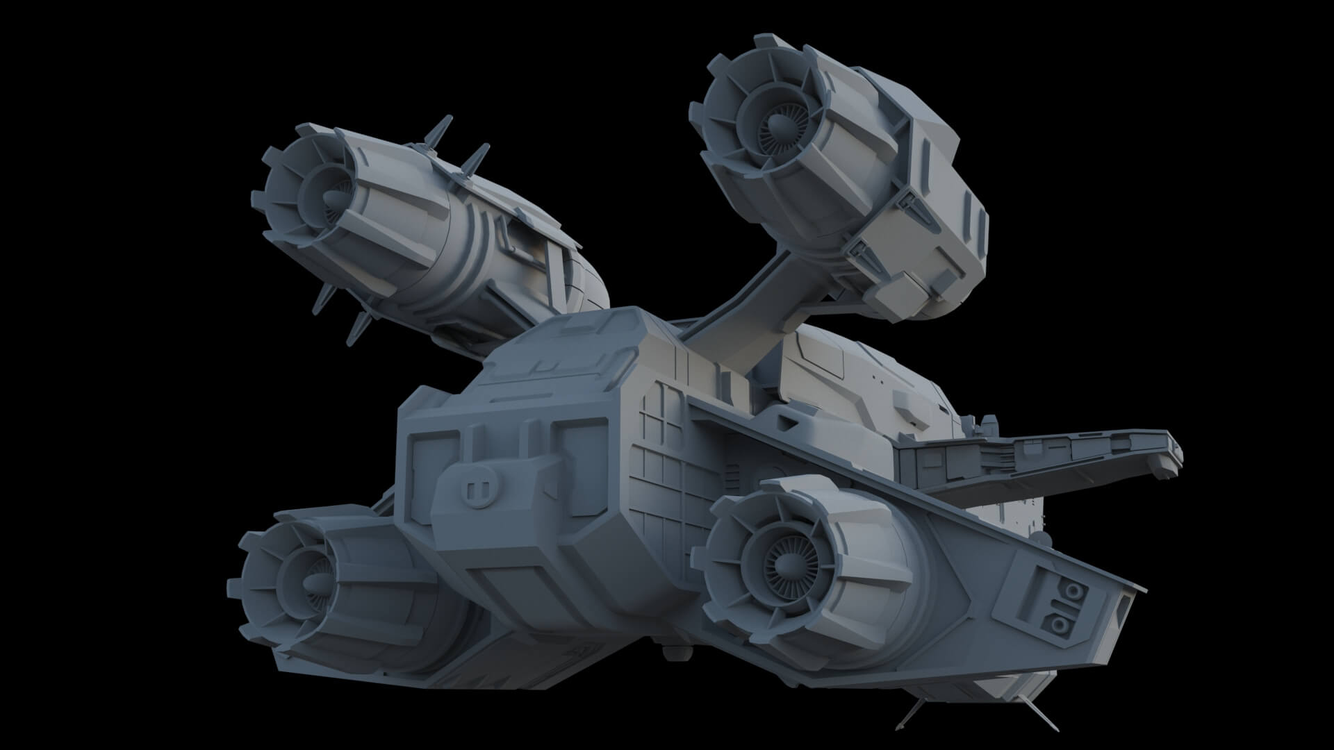 Spaceship - Sci-Fi Transport Ship 3D Model by 3dmode