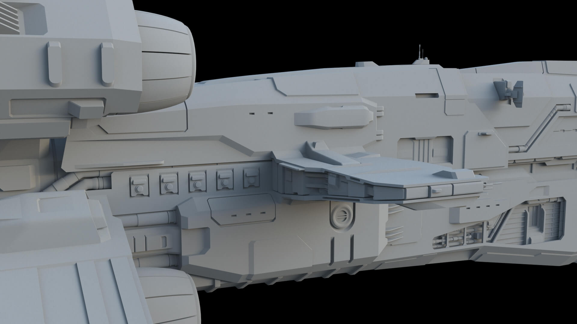 Spaceship - Sci-Fi Transport Ship 3D Model by 3dmode