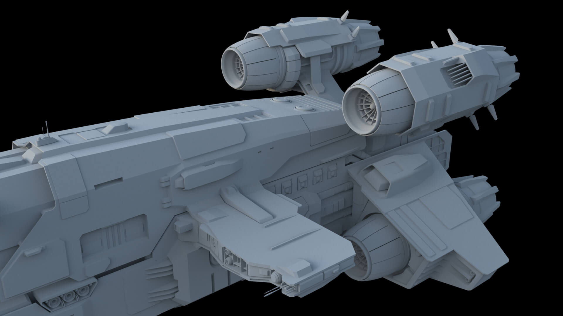 Spaceship - Sci-Fi Transport Ship 3D Model by 3dmode