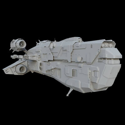 Spaceship - Sci-Fi Transport Ship 3D Model by 3dmode