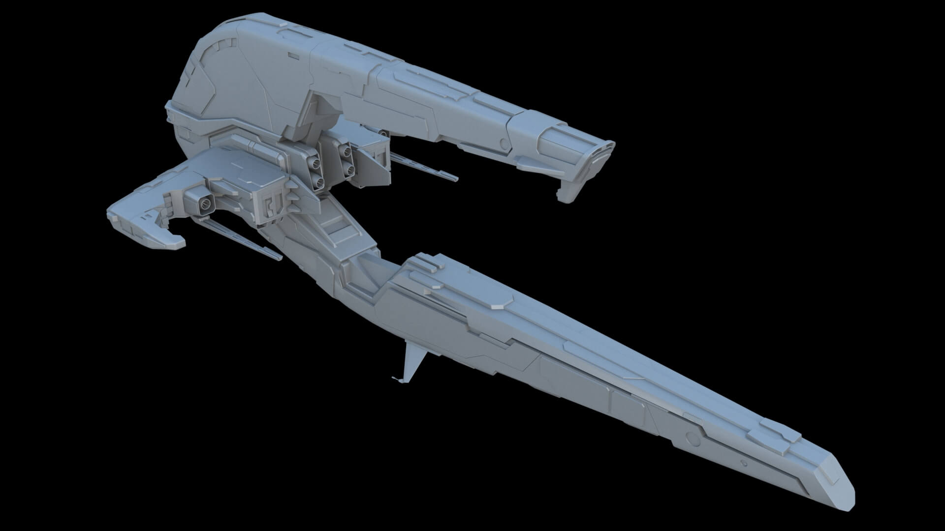 Sci-Fi Spaceship 3D Model by 3dmode