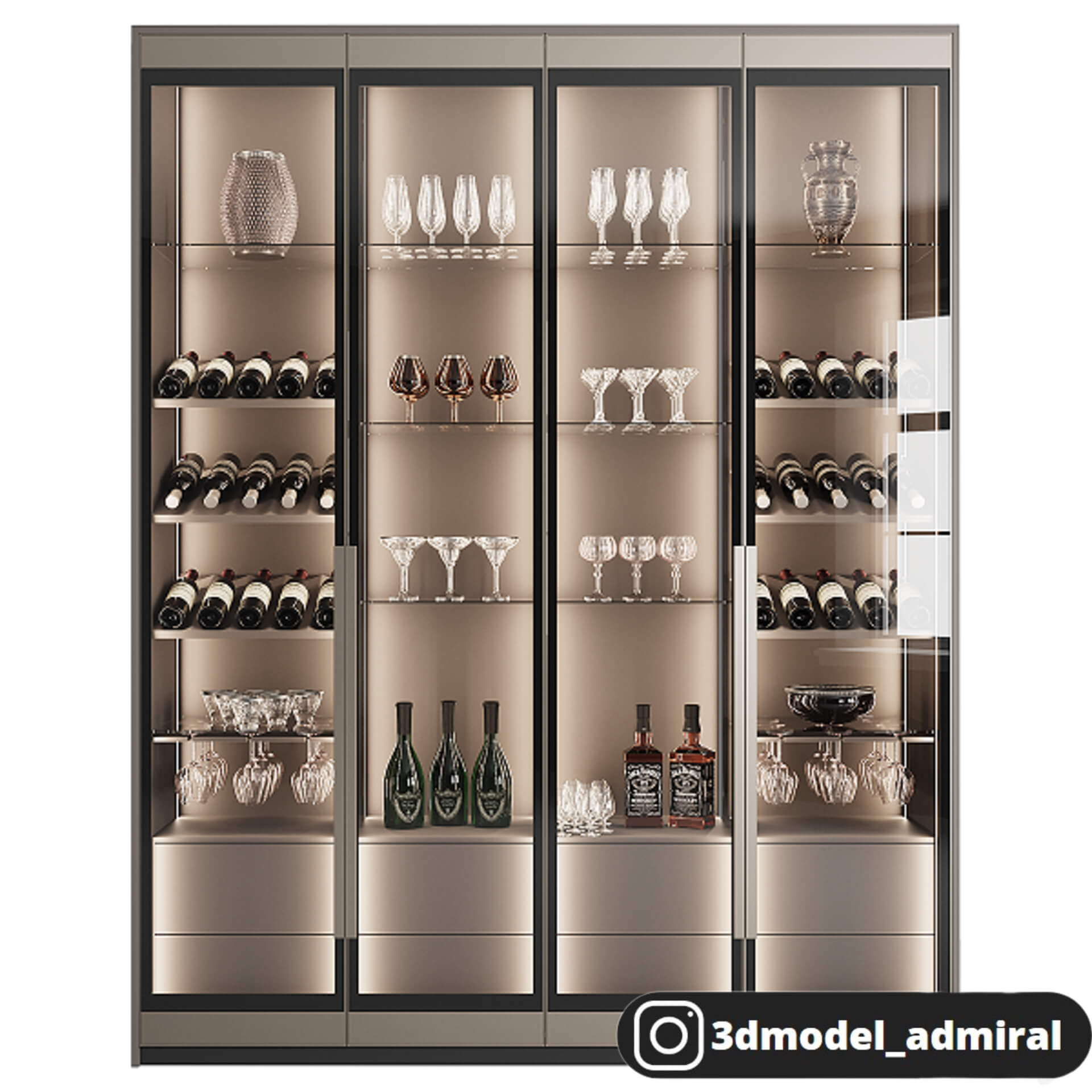 upboard With Dishes - 3D Model by 3dmodel_admiral