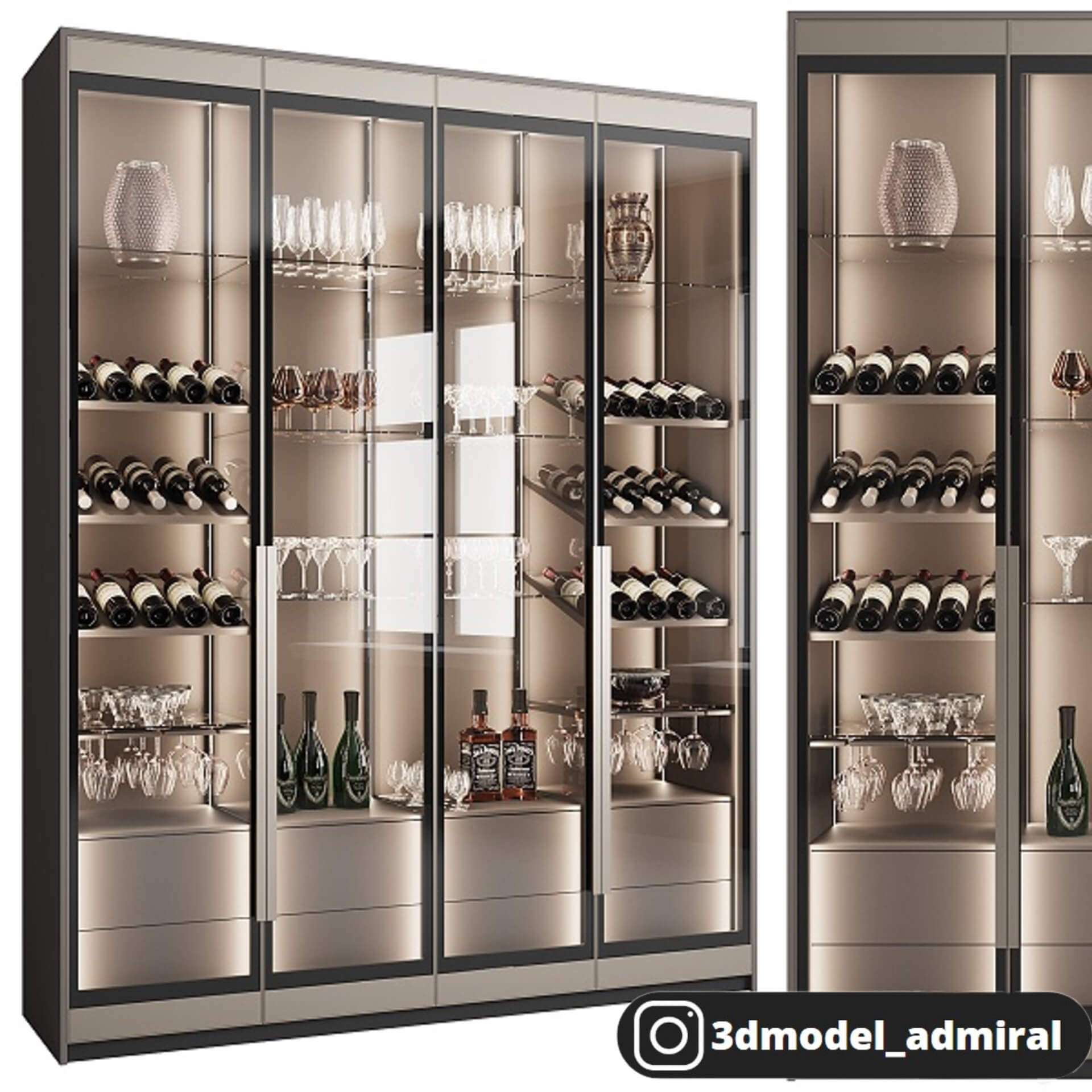 upboard With Dishes - 3D Model by 3dmodel_admiral