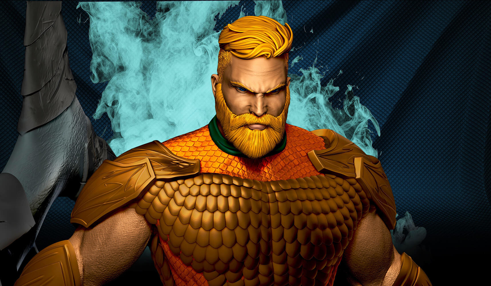 Aquaman and Shark - 3D Model by 3DModelDesigner