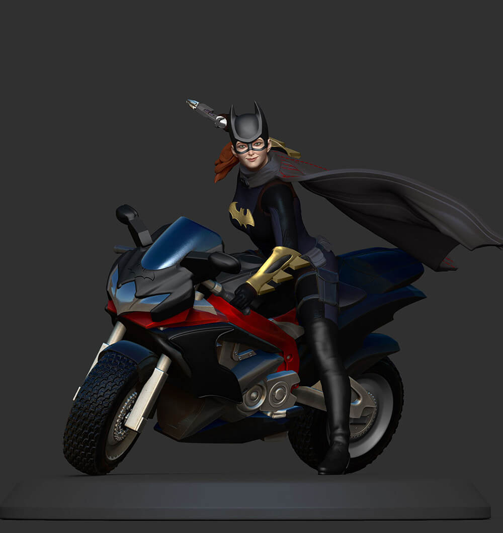 Batgirl on Bike - 3D Model by 3DModelDesigner