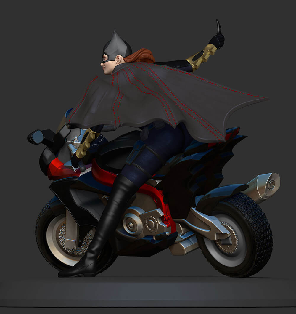 Batgirl on Bike - 3D Print Model by 3DModelDesigner