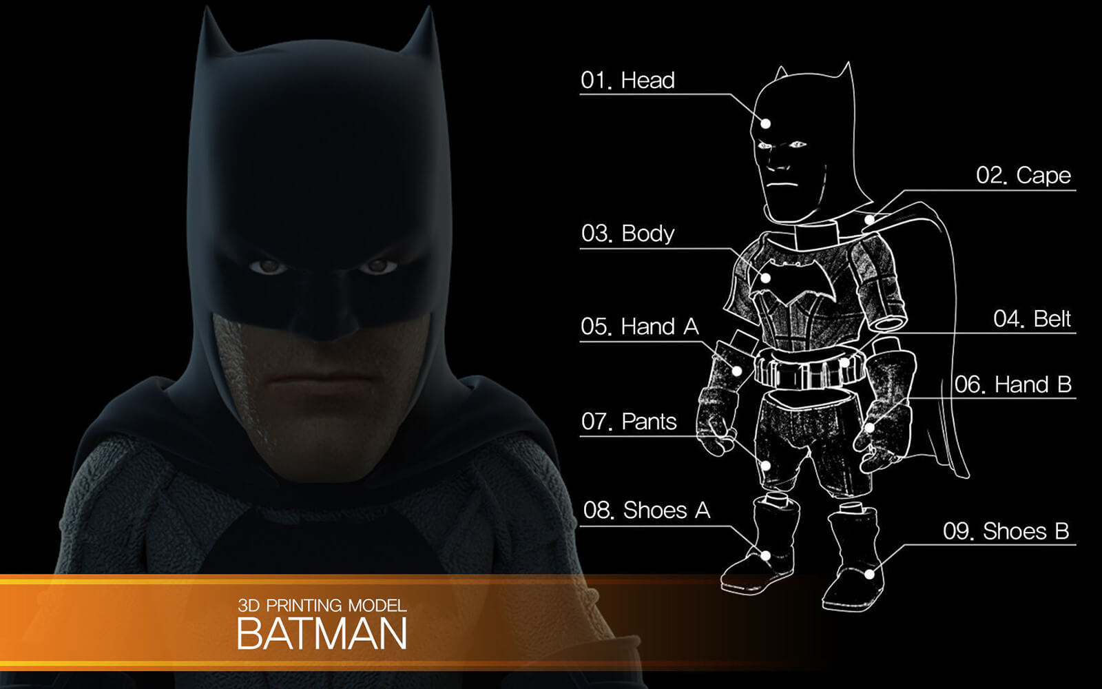 Batman Chibi Kit - 3D Print Model by 3DModelDesigner