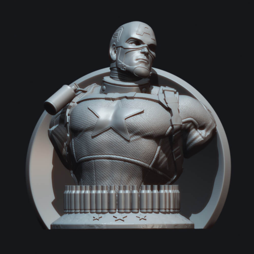 Captain America Bust - 3D Model by 3DModelDesigner