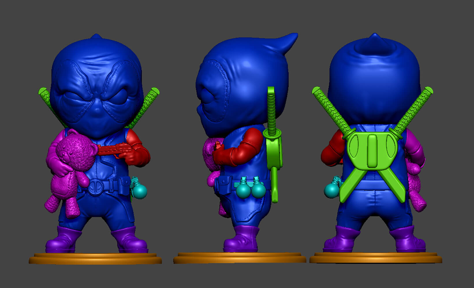 Chibi Deadpool - 3D Model by 3DModelDesigner