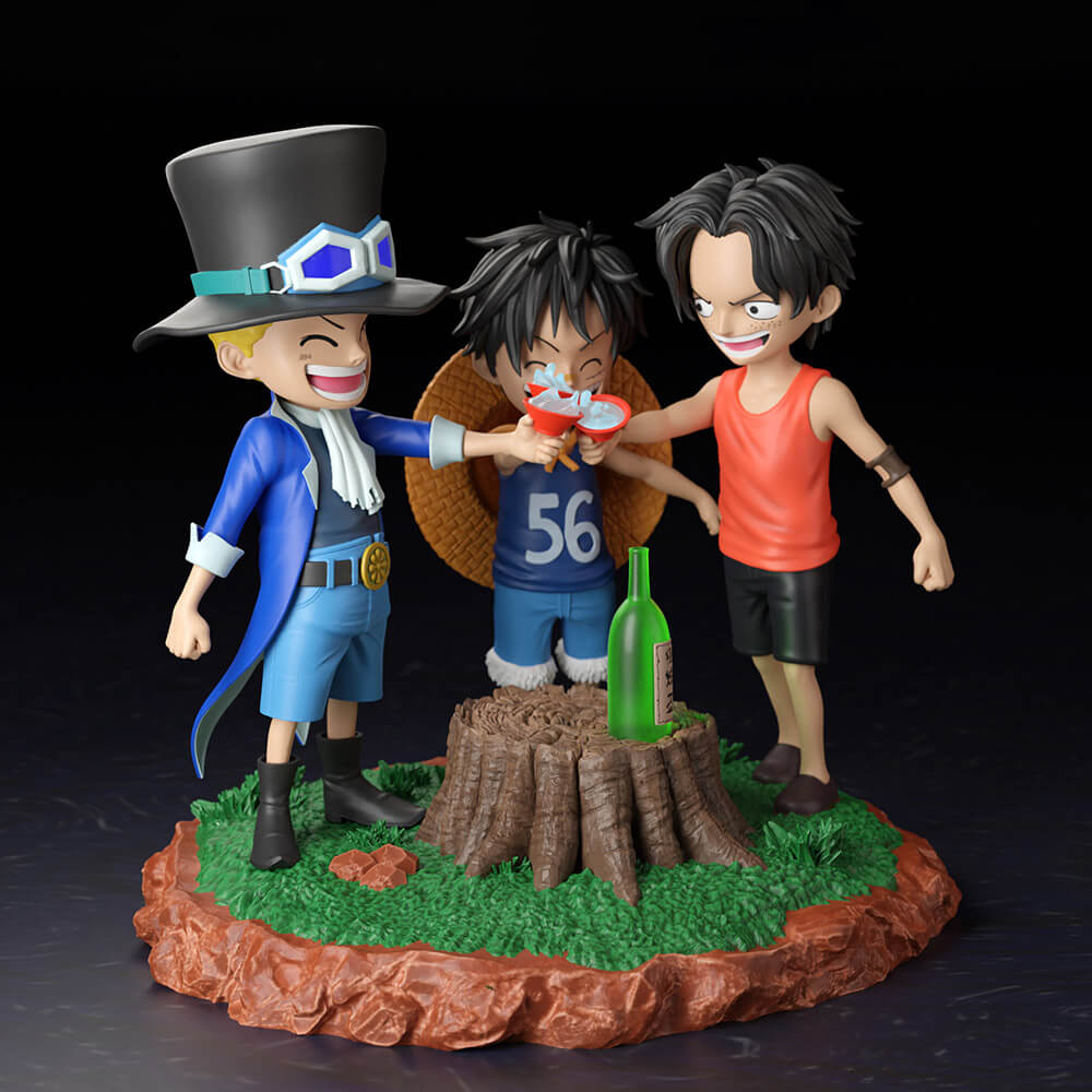 Childhood Luffy Ace and Sabo - One Piece 3D Model by 3DModelDesigner