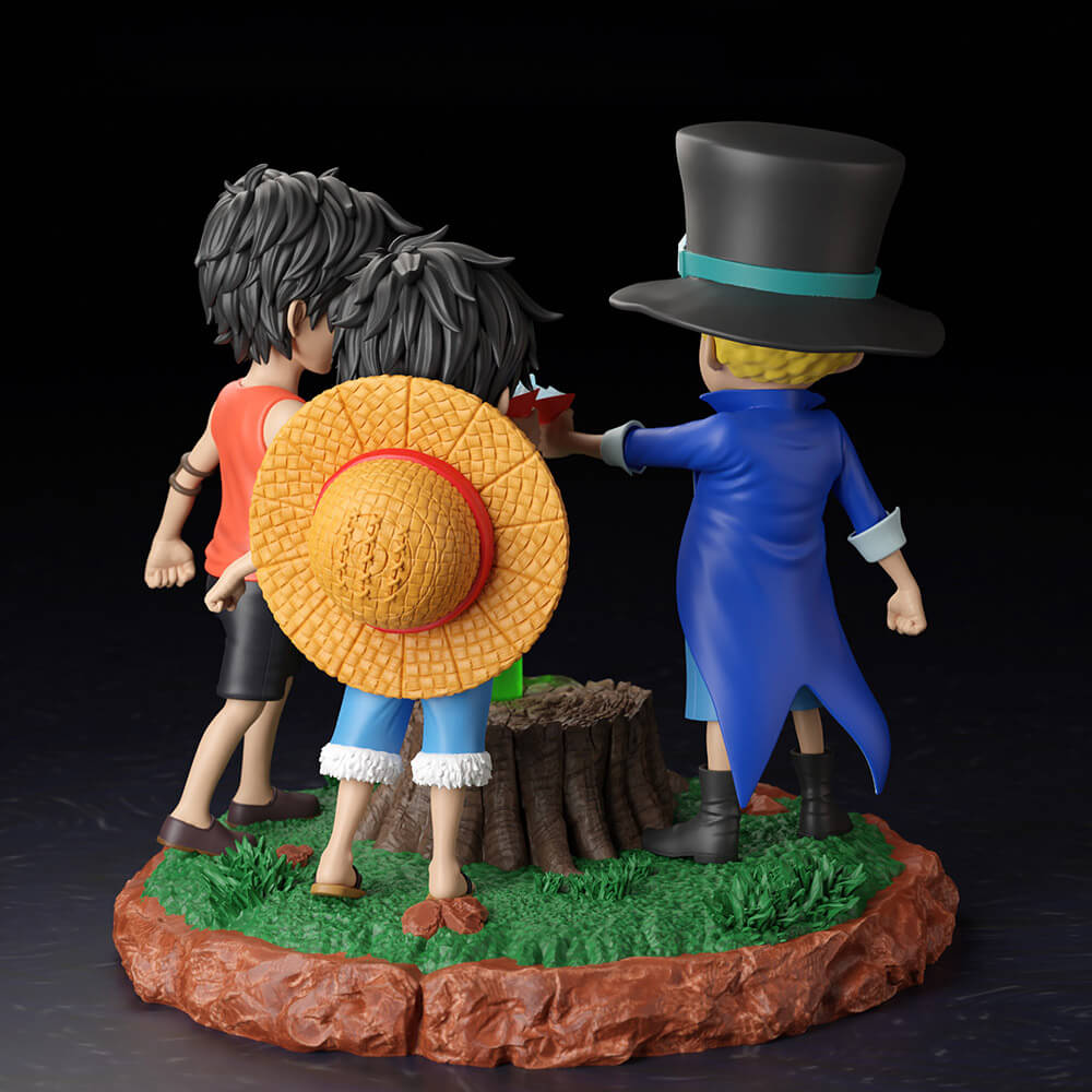 Childhood Luffy Ace and Sabo - One Piece 3D Model by 3DModelDesigner