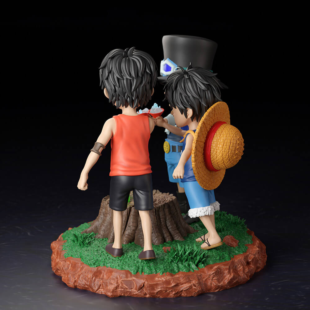 Childhood Luffy Ace and Sabo - One Piece 3D Print Model by 3DModelDesigner