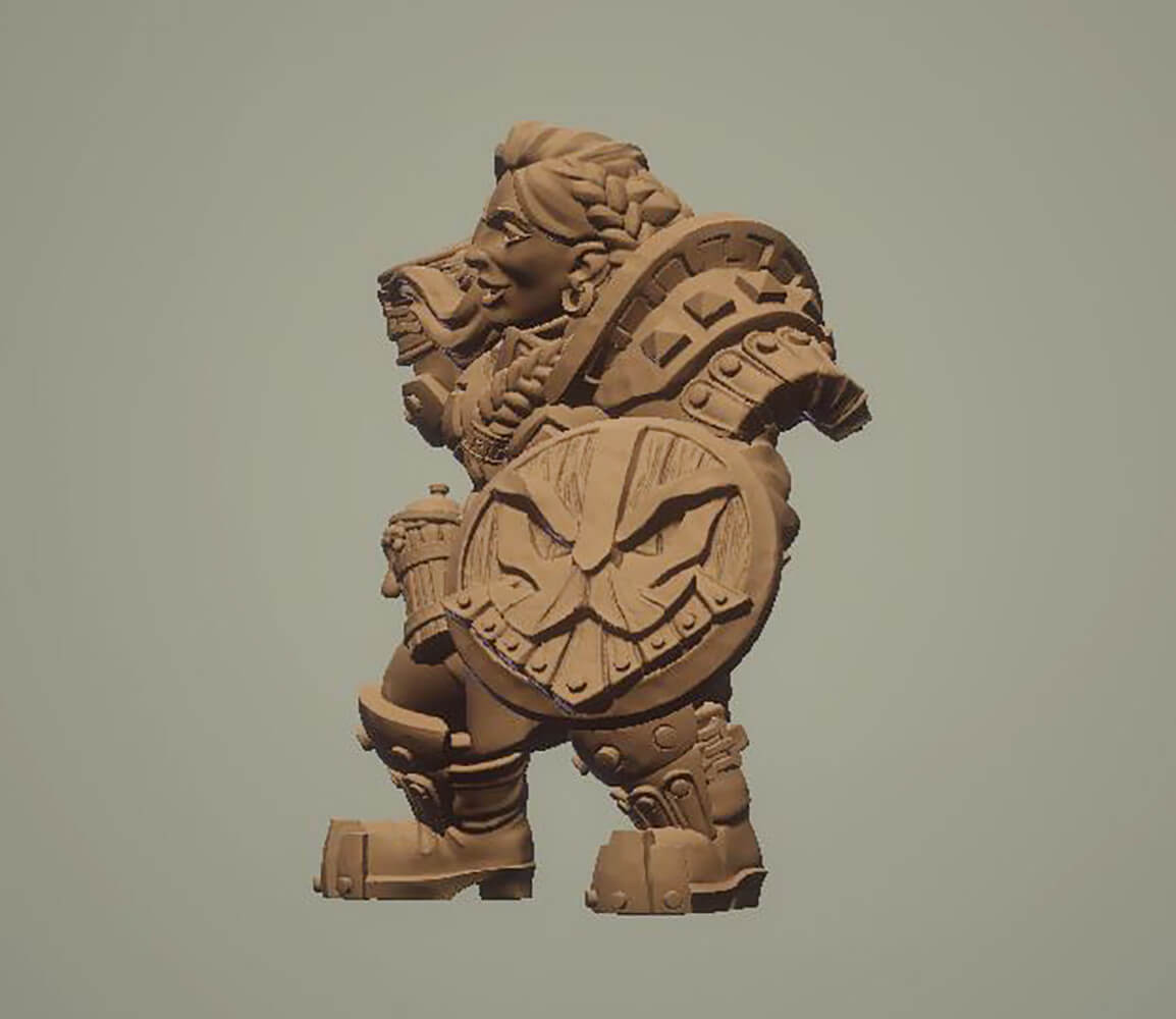 Dwarf Defender Female With Ax - 3D Model by 3DModelDesigner