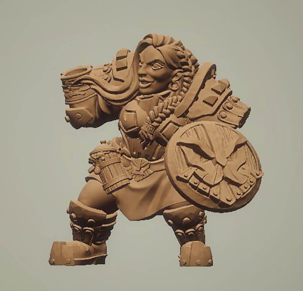 Dwarf Defender Female With Ax - 3D Model by 3DModelDesigner