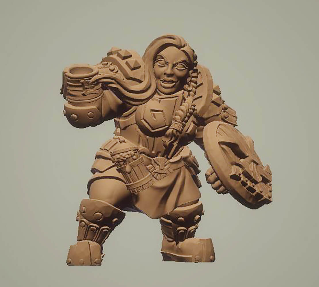 Dwarf Defender Female With Ax - 3D Model by 3DModelDesigner