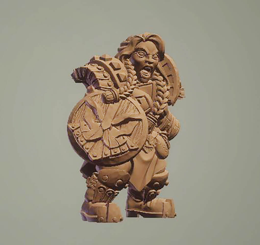 Dwarf Defender Female With Broadsword - 3D Model by 3DModelDesigner