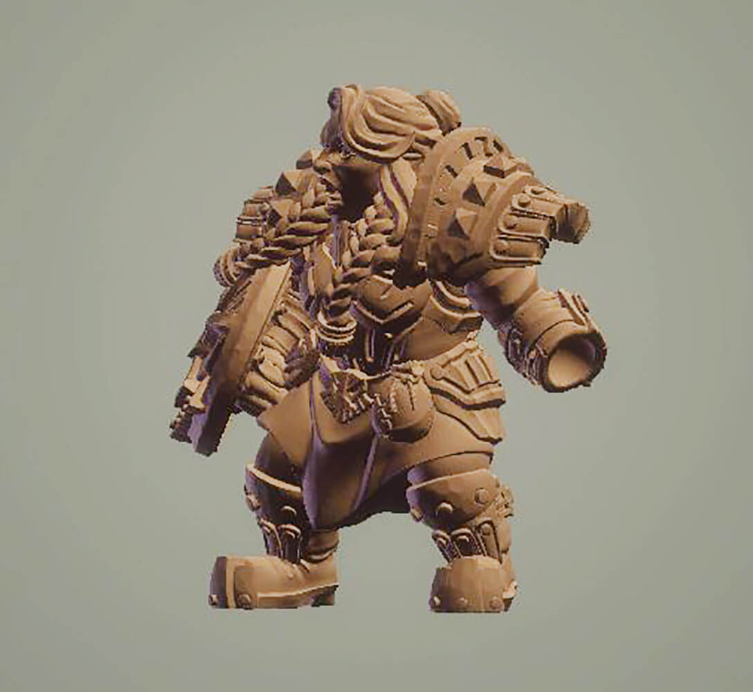 Dwarf Defender Female With Broadsword - 3D Model by 3DModelDesigner