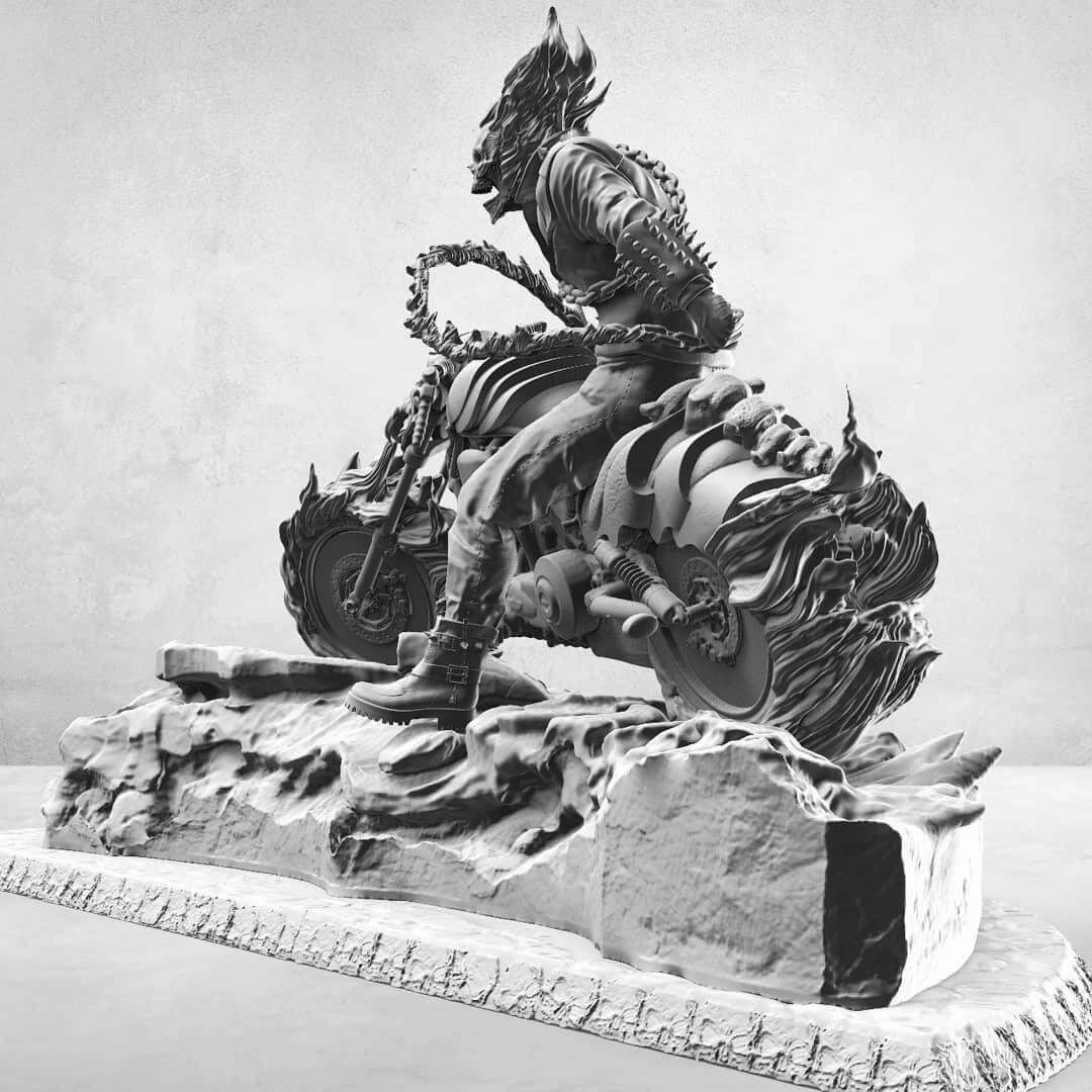 Ghost Rider on Motorbike - 3D Model by 3DModelDesigner