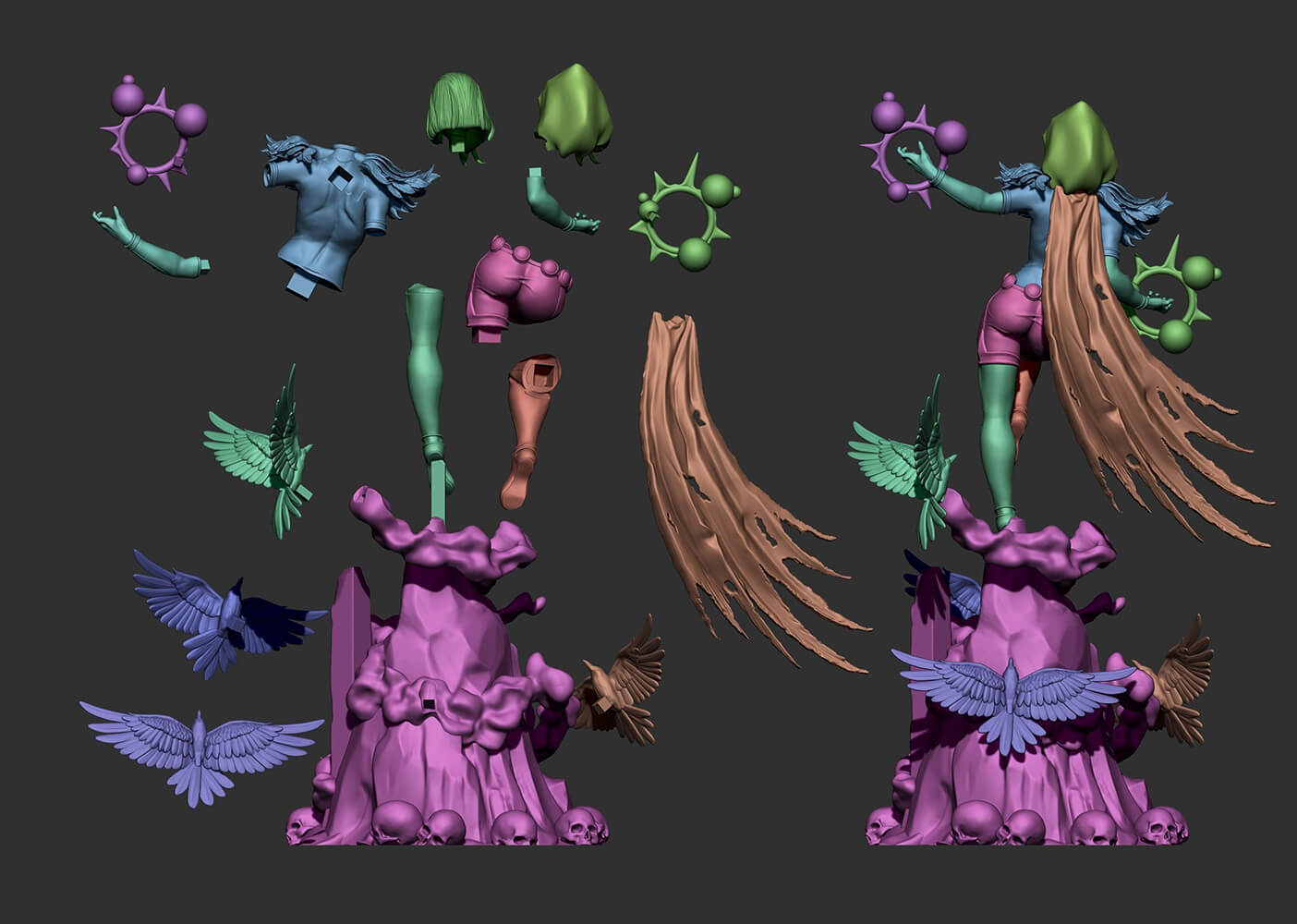 Raven Figures - 3D Model by 3DModelDesigner