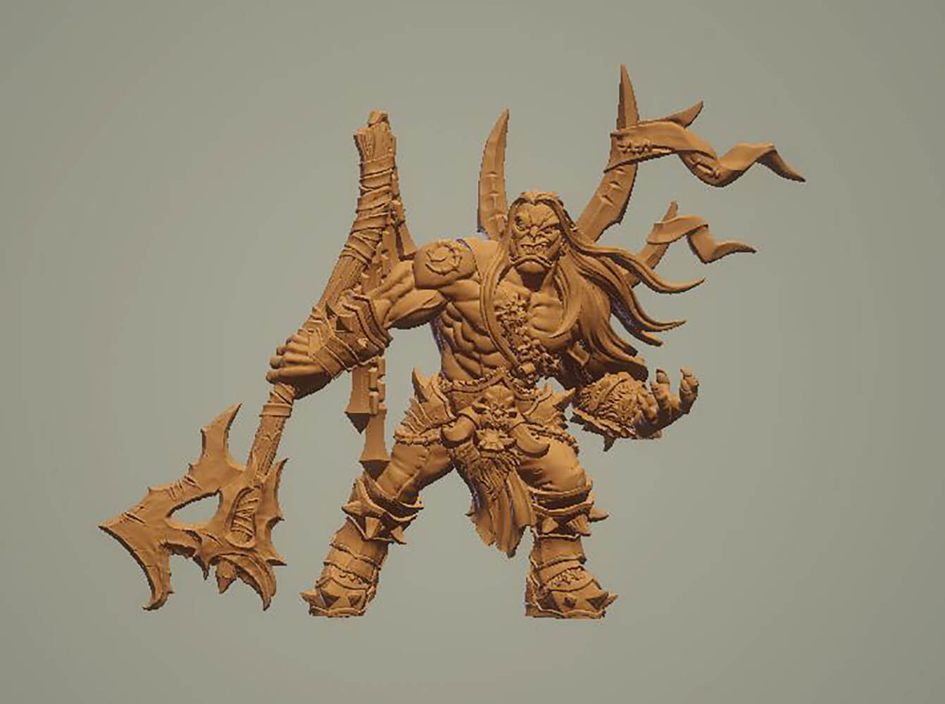 Throgar The Chainbreaker - Orc Barbarian Hero 3D Print Model by 3DModelDesigner