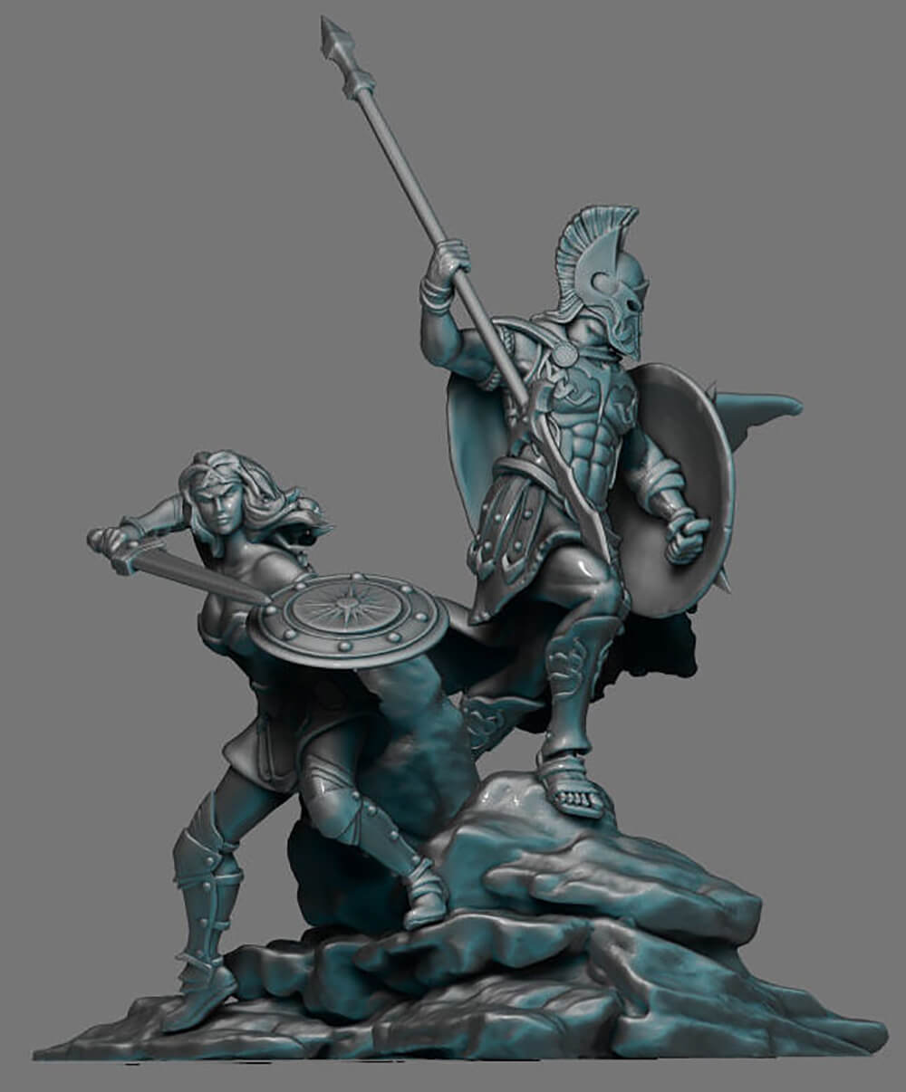 Wonder Woman and Batman Spartman - 3D Model by 3DModelDesigner