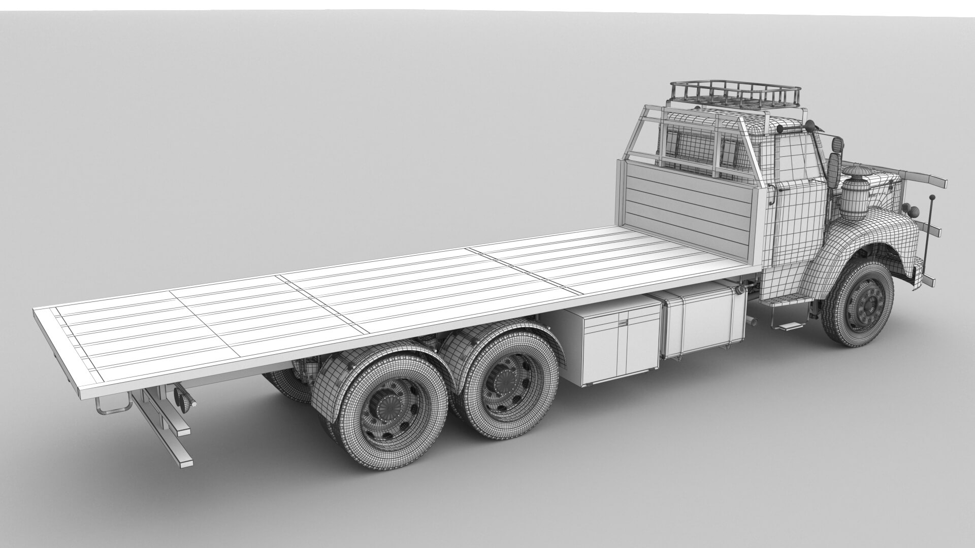 1975 Flatbed Truck - 3D Model by 3dmodelgarage