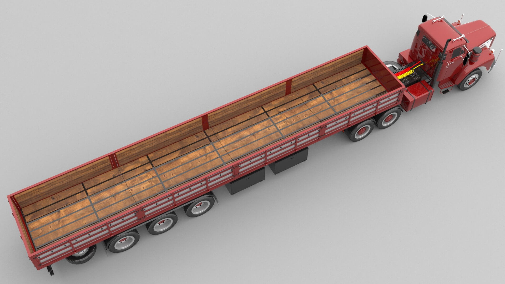 1975 Semi Truck and Trailer 6X4 - 3D Model by 3dmodelgarage