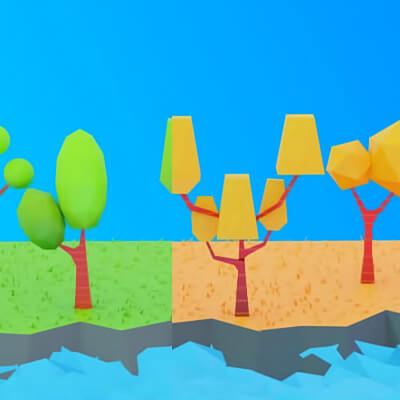 100 Low Poly Trees - 3D Model by 3dmodellove