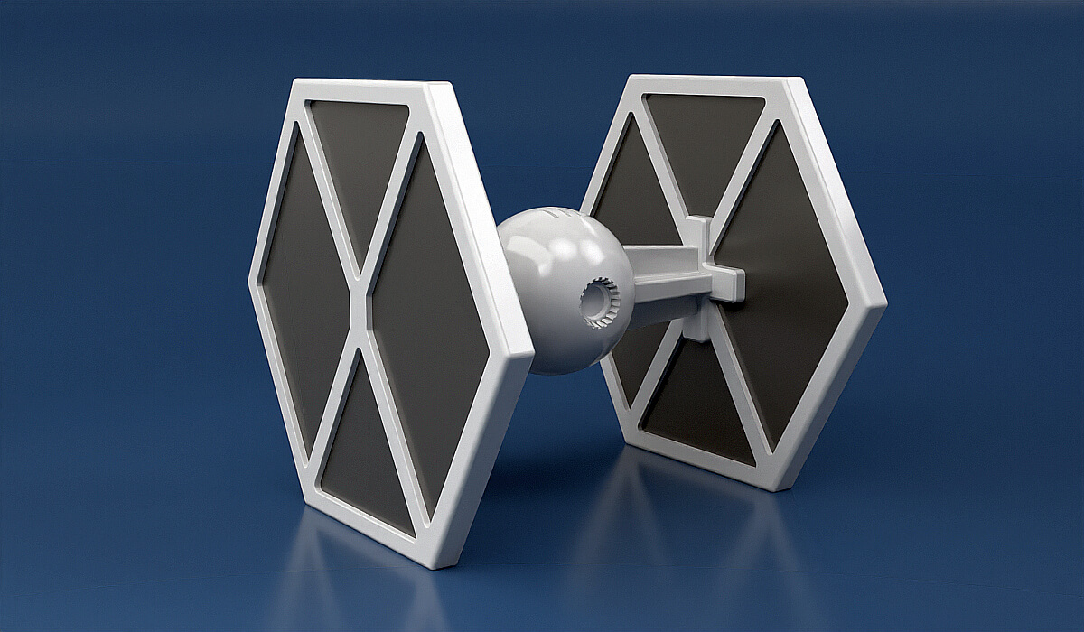 3D Printable Tie Fighter Simplified by 3dmodelsbyme