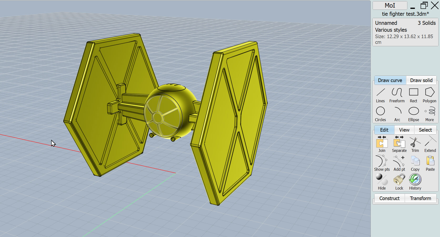 3D Printable Tie Fighter Simplified by 3dmodelsbyme