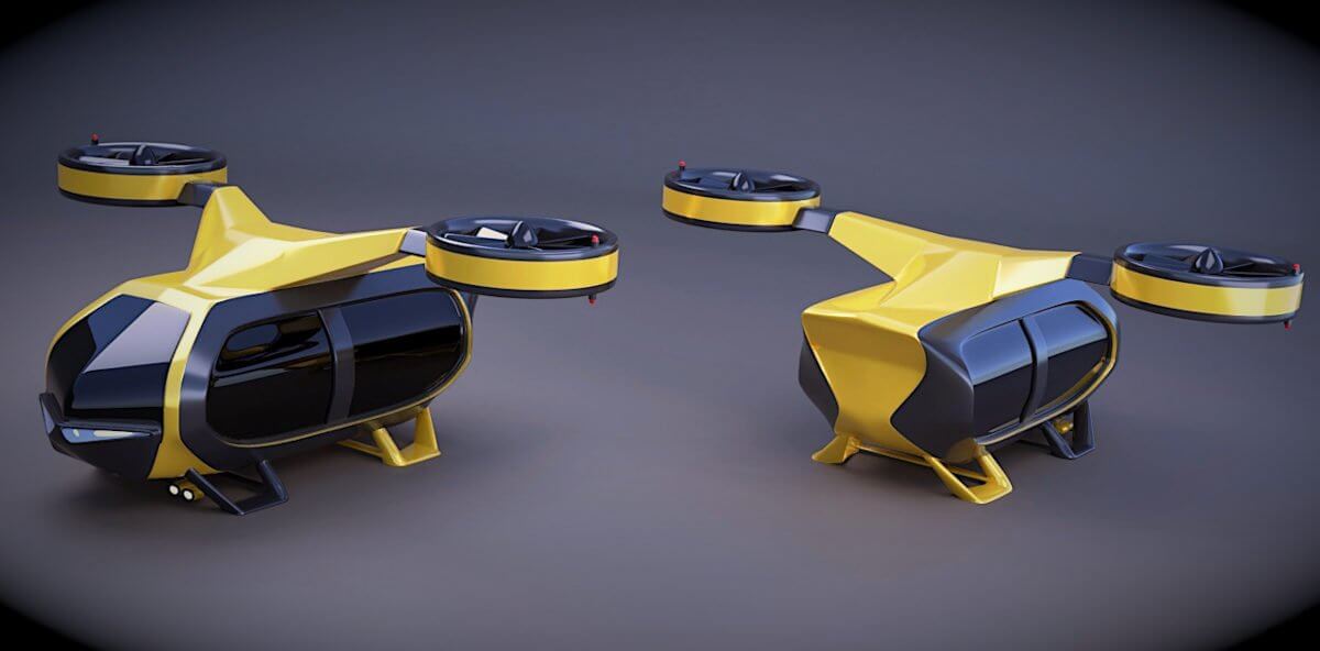 Flying taxi concept vehicle 3D Render by 3dmodelsbyme