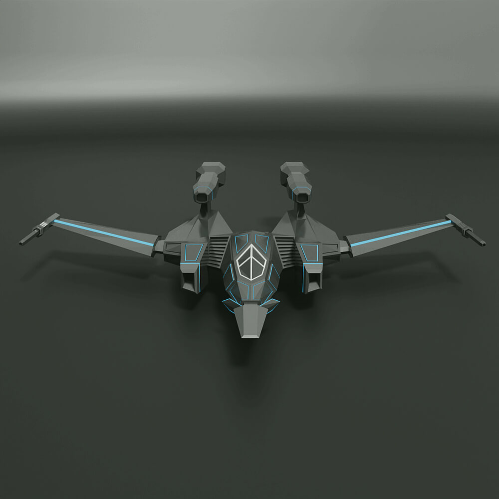 Low Poly Spaceship Fighter Concept 3D Render by 3dmodelsbyme