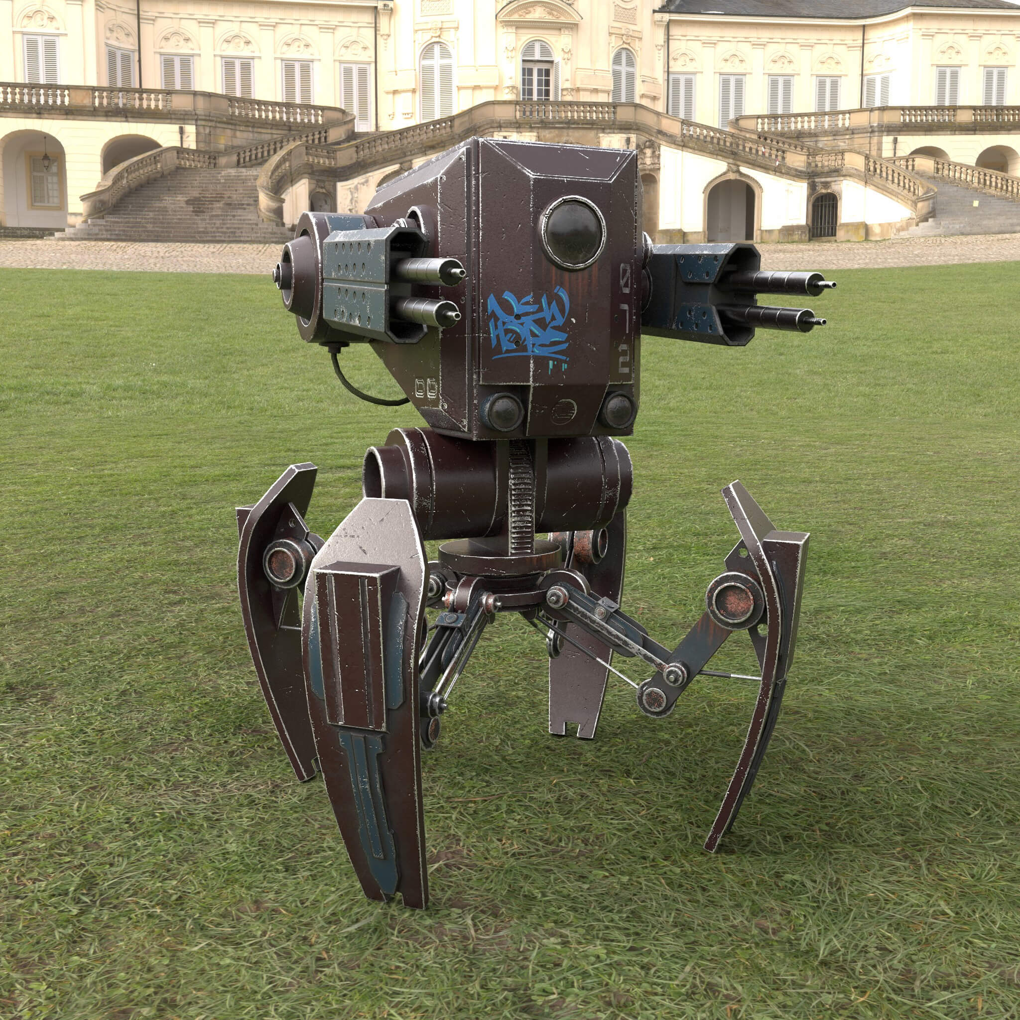 Photo-real Spider Bot game-ready model 3D Render by 3DMolier_Nk